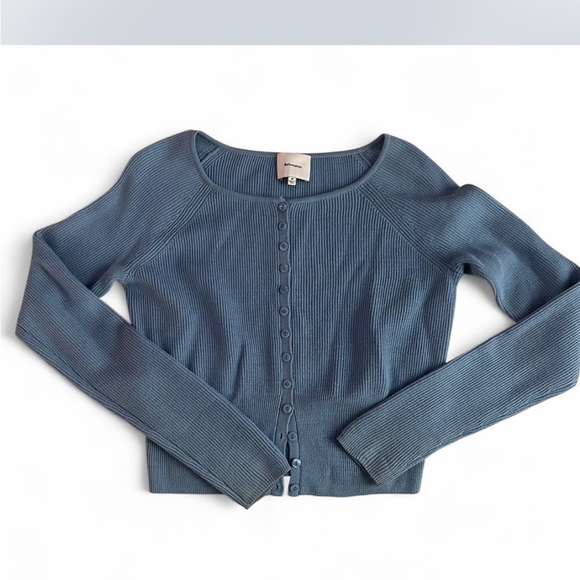 Reformation | Sweaters | Reformation Blue Ribbed Buttonup Cardigan ...